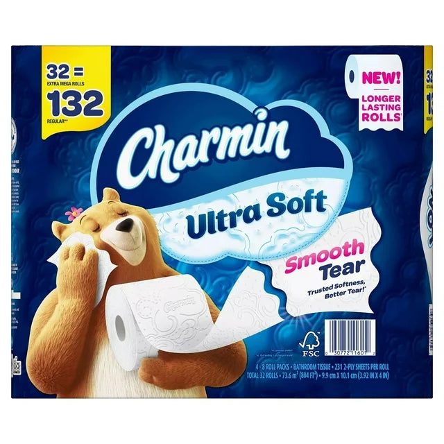 Charmin Ultra Soft Toilet Paper Extra Mega Rolls, 231 Sheets/Roll, 32 ...