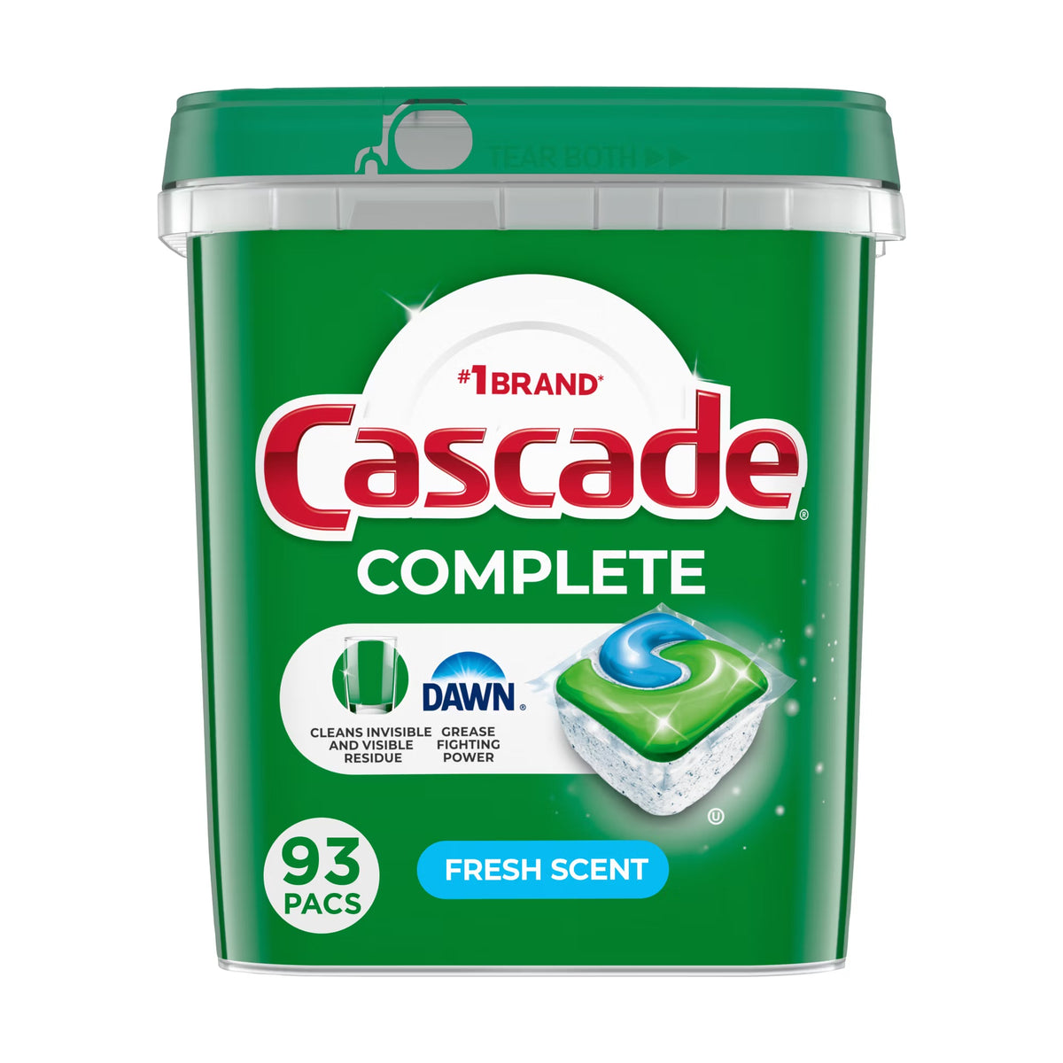 Cascade Complete Dishwasher Pods, Detergent & Soap - Fresh Scent, 93 c ...