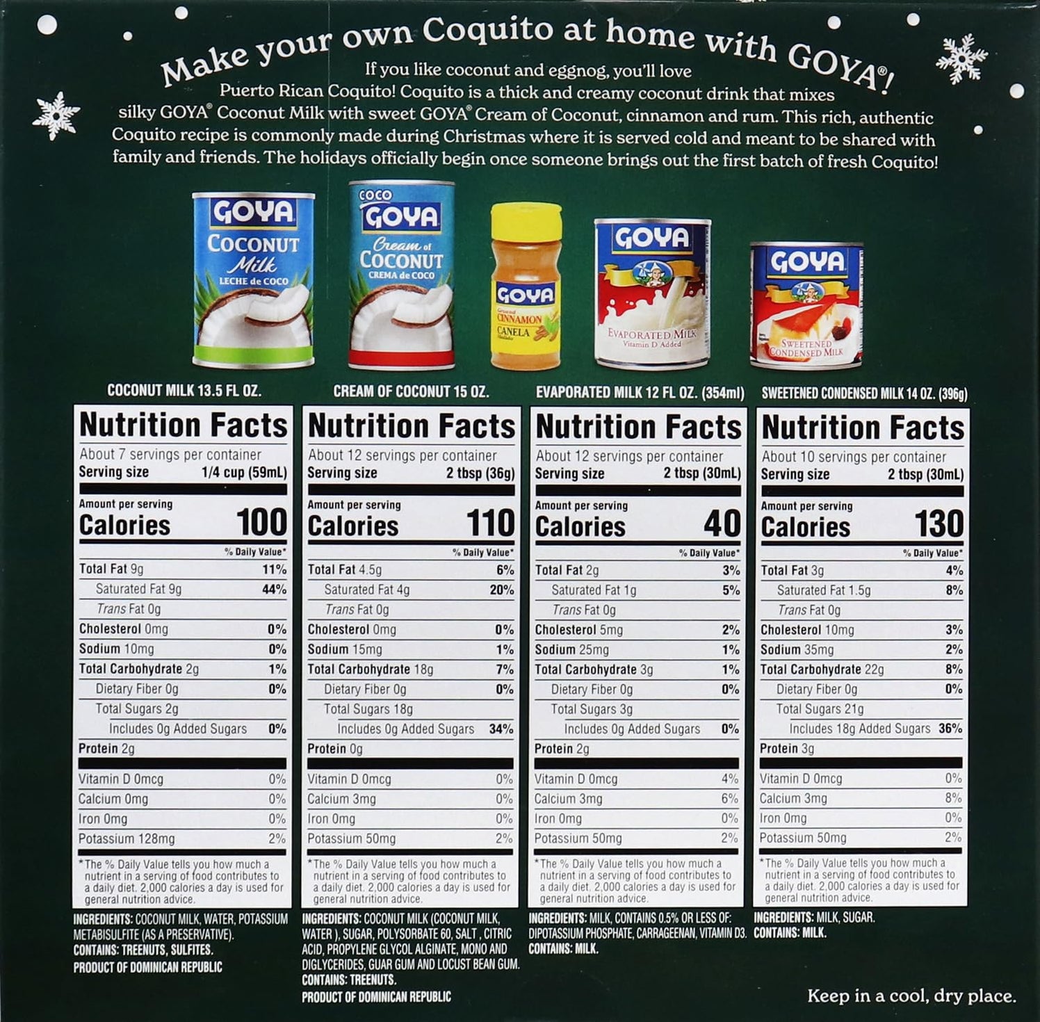 Goya Coquito Holiday Kit , 7 Servings — Goisco.com
