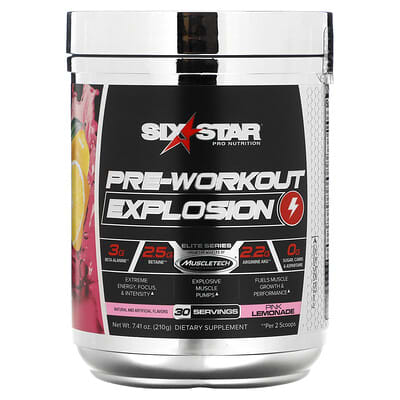 Six Star Pre-Workout Explosion Ripped, Explosion Pink Powder, 40 Servi ...