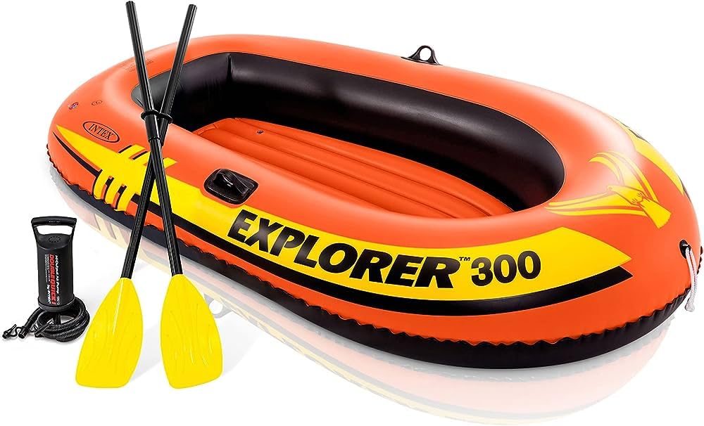 Intex Inflatable VWretails Explorer 300, 3 Person Inflatable Boat, 1 p ...