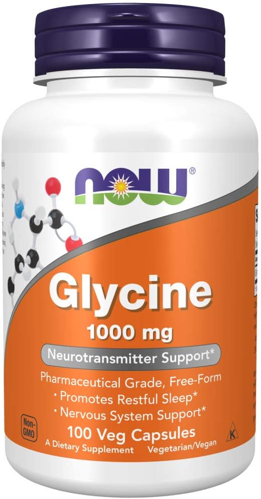 NOW Supplements Glycine, 1000 mg, 60 Veg Capsules, 100 ct — Goisco.com