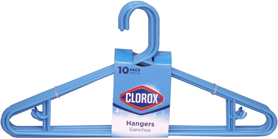 Clorox Blue Plastic Clothes Hangers , 10 pcs — Goisco.com