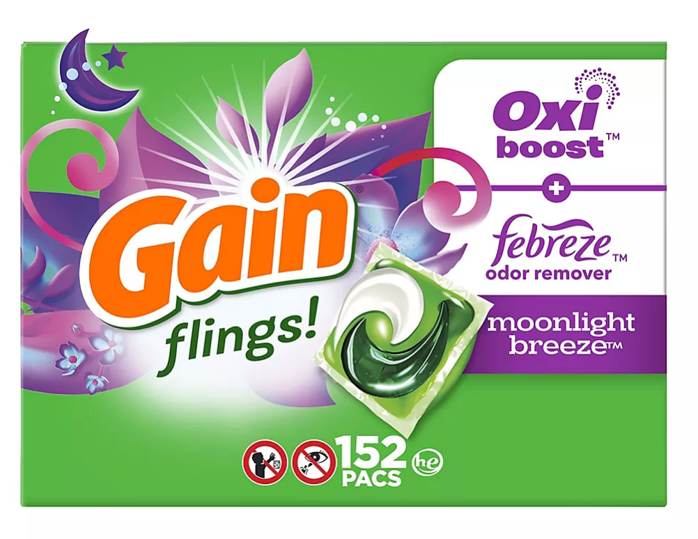 Gain Flings Liquid Laundry Detergent Soap Pacs, Moonlight Breeze Scent ...