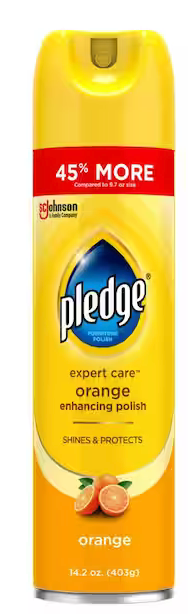 Pledge Orange Wood/Leather/Stainless Steel Enhancing Polish, 14.2 oz ...