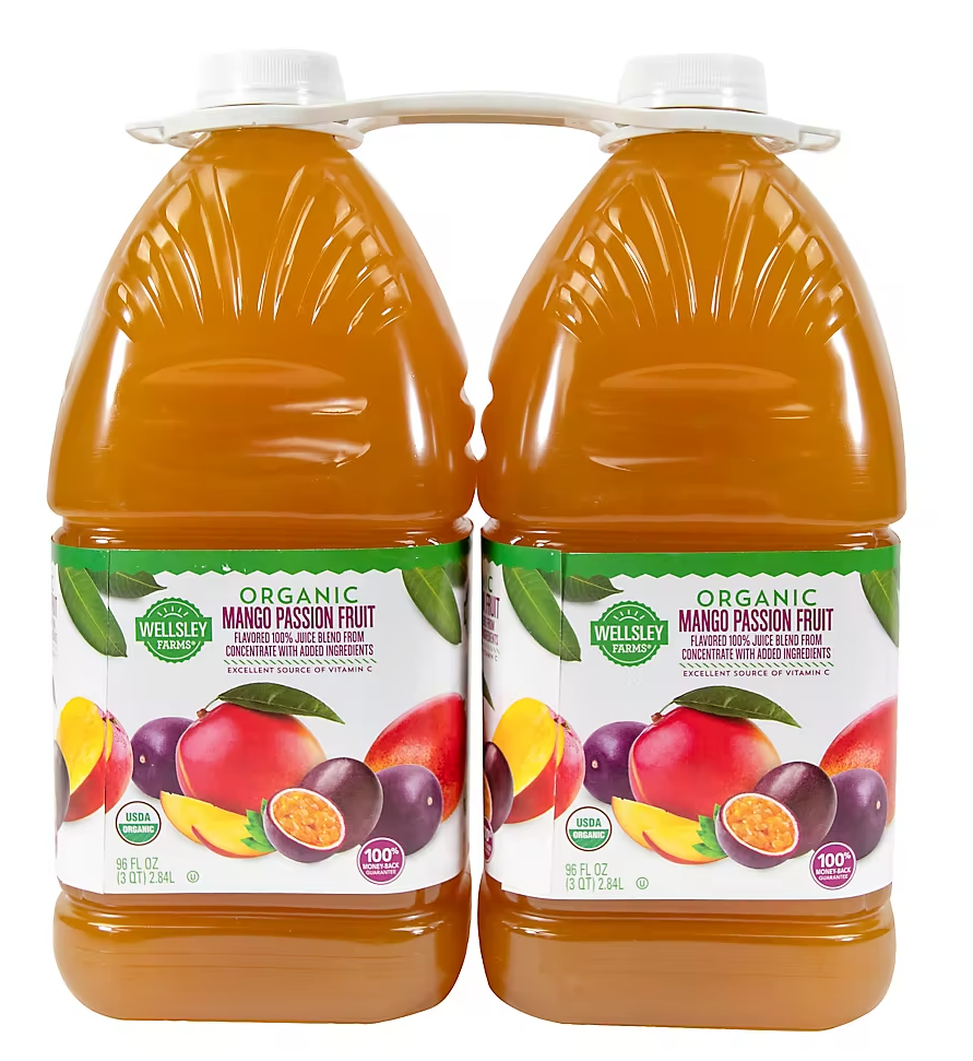 Wellsley Farms Organic Mango Passion Fruit Juice, 2-Pack, 2 x 96 oz ...