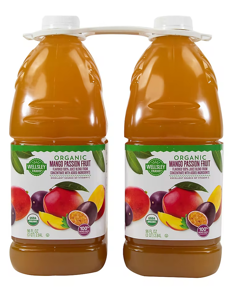 Wellsley Farms Organic Mango Passion Fruit Juice, 2-Pack, 2 x 96 oz ...