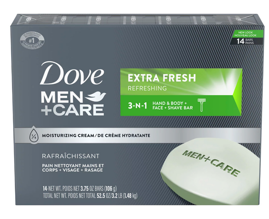 Dove Men + Care Body & Face Bar Soaps, Extra Fresh Scent, 14-Pack , 14 ...