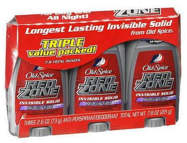Old Spice Red Zone Invisible Solid Deodorant, Value Pack, 3 x 2.6 oz ...