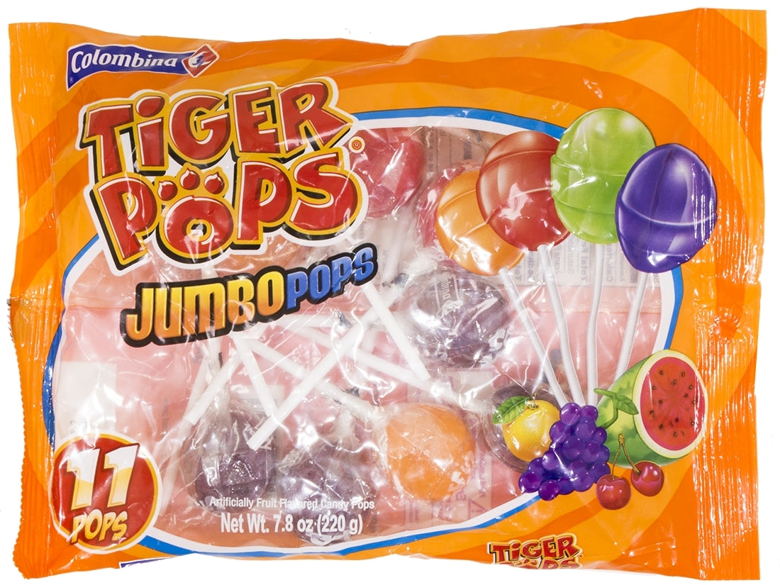 Colombina Tiger Pops Jumbo Pops, Assorted Fruit Flavor Lollipops, 11 c ...