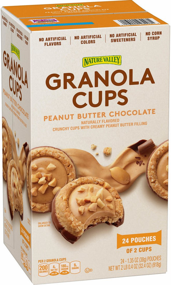 Nature Valley Granola Cups, Peanut Butter Chocolate Pouches, 24 pouche ...