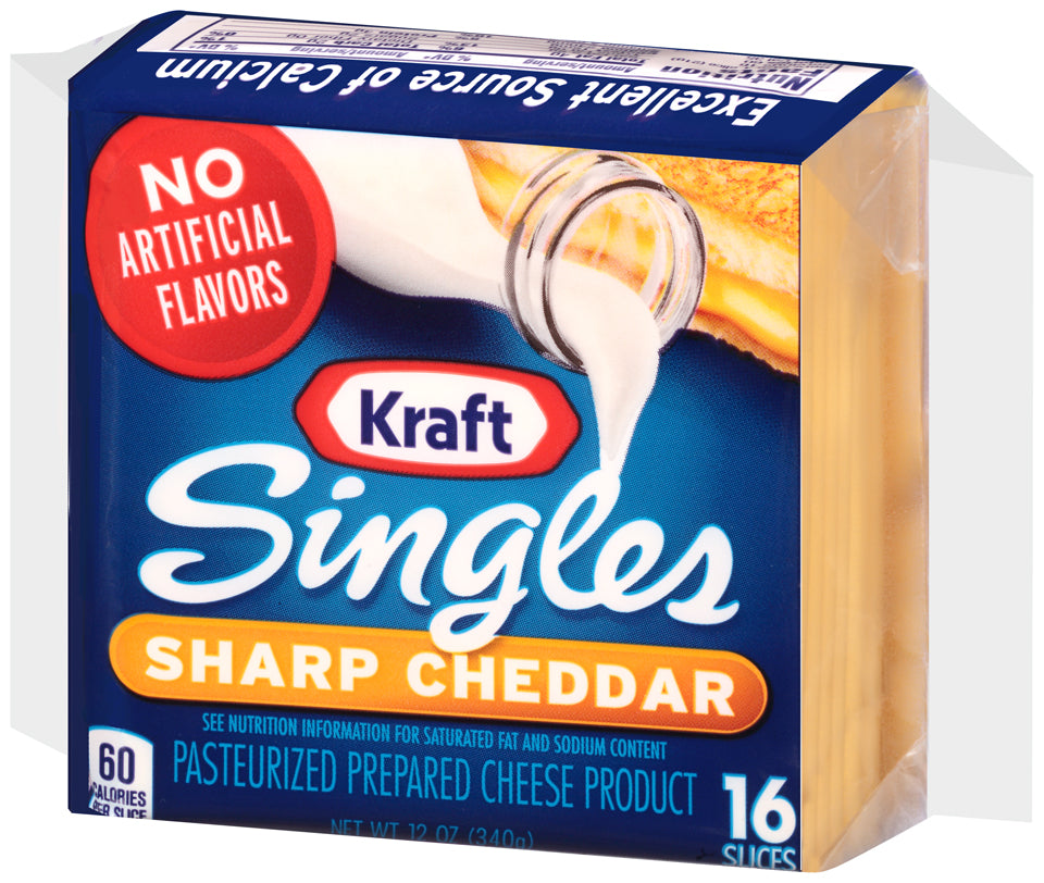 Kraft Singles Sharp, Cheddar Slices, 16 ct — Goisco.com