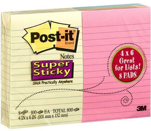 Post-It Notes, 4x6 inch, 8 x 100 ct — Goisco.com
