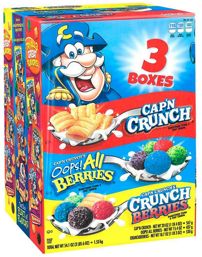 Cap'n Crunch Sweetened Corn & Oat Cereal Variety Pack, 54.1 oz — Goisco.com