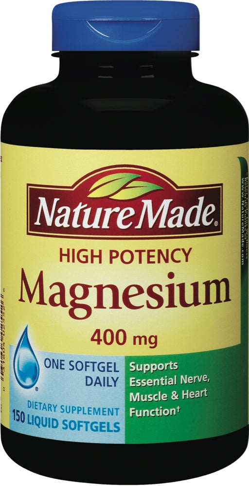 Nature Made 400 mg Magnesium Dietary Supplement Liquid Softgels, 150 c ...