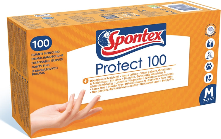 Spontex Protect Disposable Gloves, Medium, 100 ct — Goisco.com
