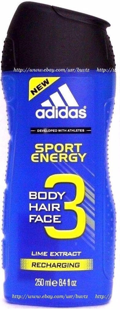 Adidas 3 in 1 Shower Gel Shampool, Sport Energy, 250 ml — Goisco.com