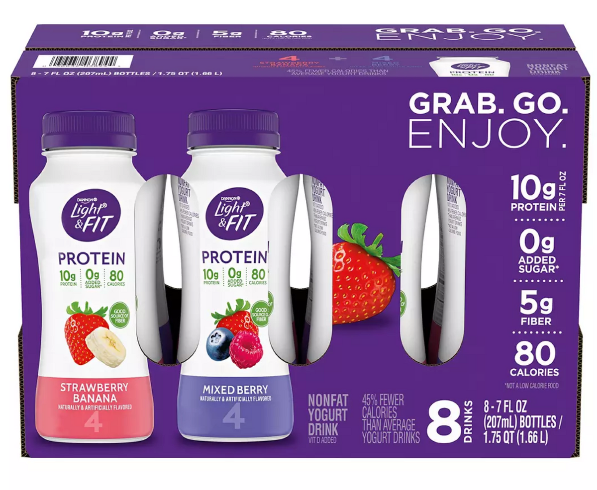 Dannon Light & Fit Protein Drink, Variety Pack , 8 x 7 oz — Goisco.com