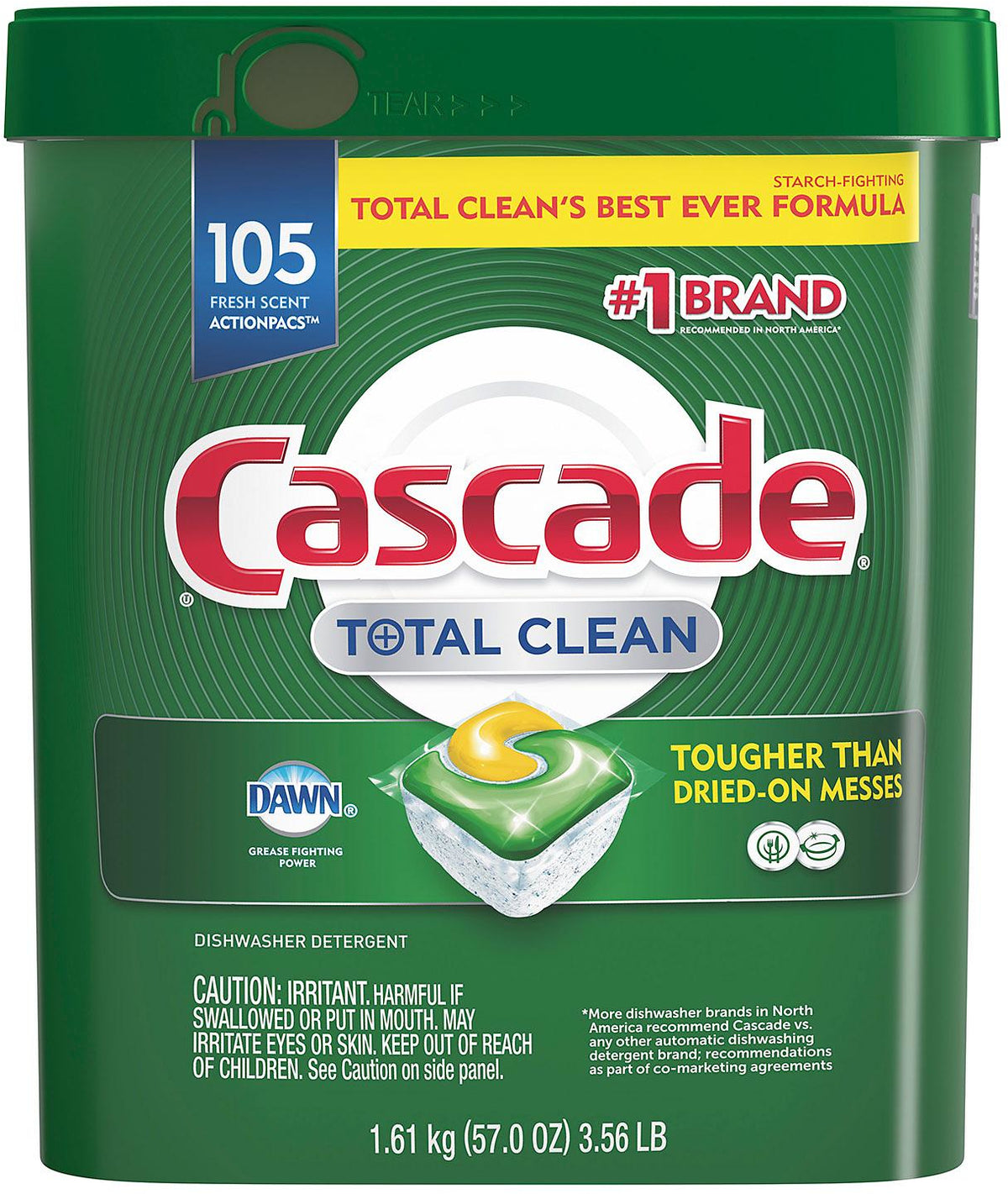 Cascade Total Clean Dishwasher Detergent Pacs, 105 ct — Goisco.com