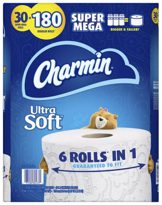 Charmin Ultra Soft Super Mega Roll Toilet Paper, 396 2-Ply , 30 ct ...