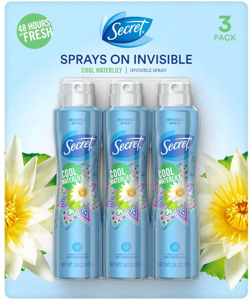 Secret Sprays On Invisible Antiperspirant and Deodorant For Women, 3-P ...