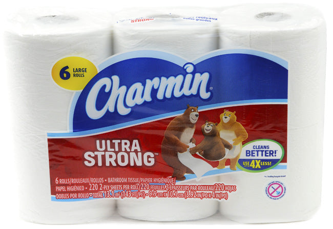 Charmin Ultra Strong Toilet Paper, Large Rolls, 220 2-ply sheets, 6 ro ...