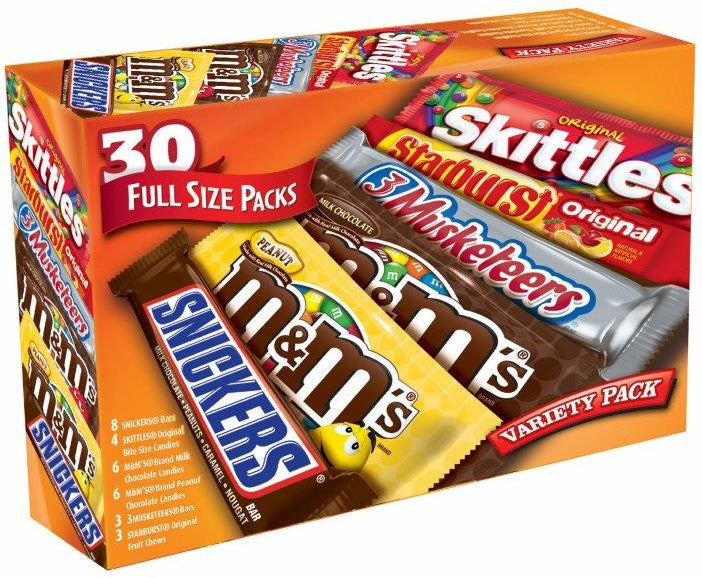 Chocolate & Candy Variety Pack Full Size Packs Variety Pack, 30 ct ...