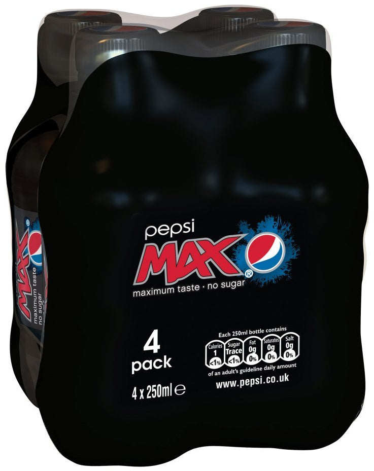 Pepsi Max Bottles, Value Pack, 4 x 250 ml — Goisco.com