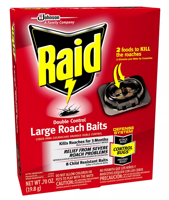 Raid Double Control Large Roach Baits , 8 ct — Goisco.com