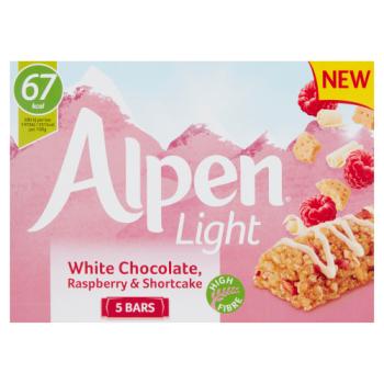 Alpen Light White Chocolate, Raspberry & Shortcake , 5 x 19 gr — Goisco.com