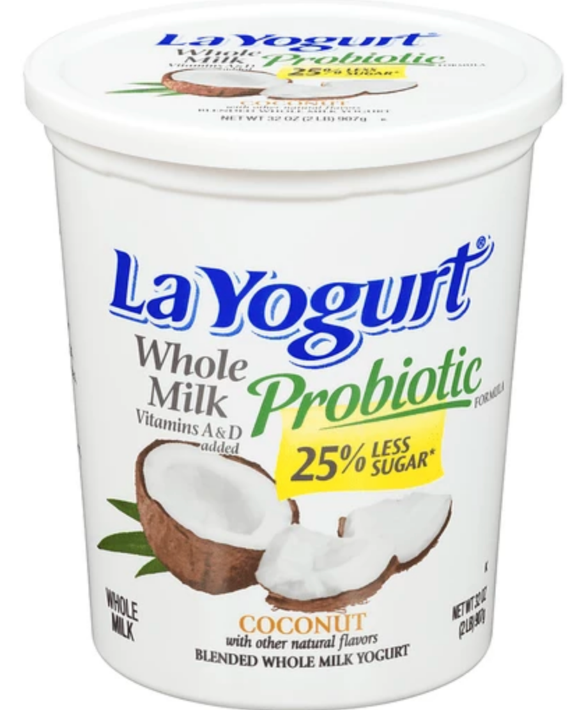 La Yogurt Probiotic Coconut Yogurt With Whole Milk, 25% Less Sugar , 3 ...