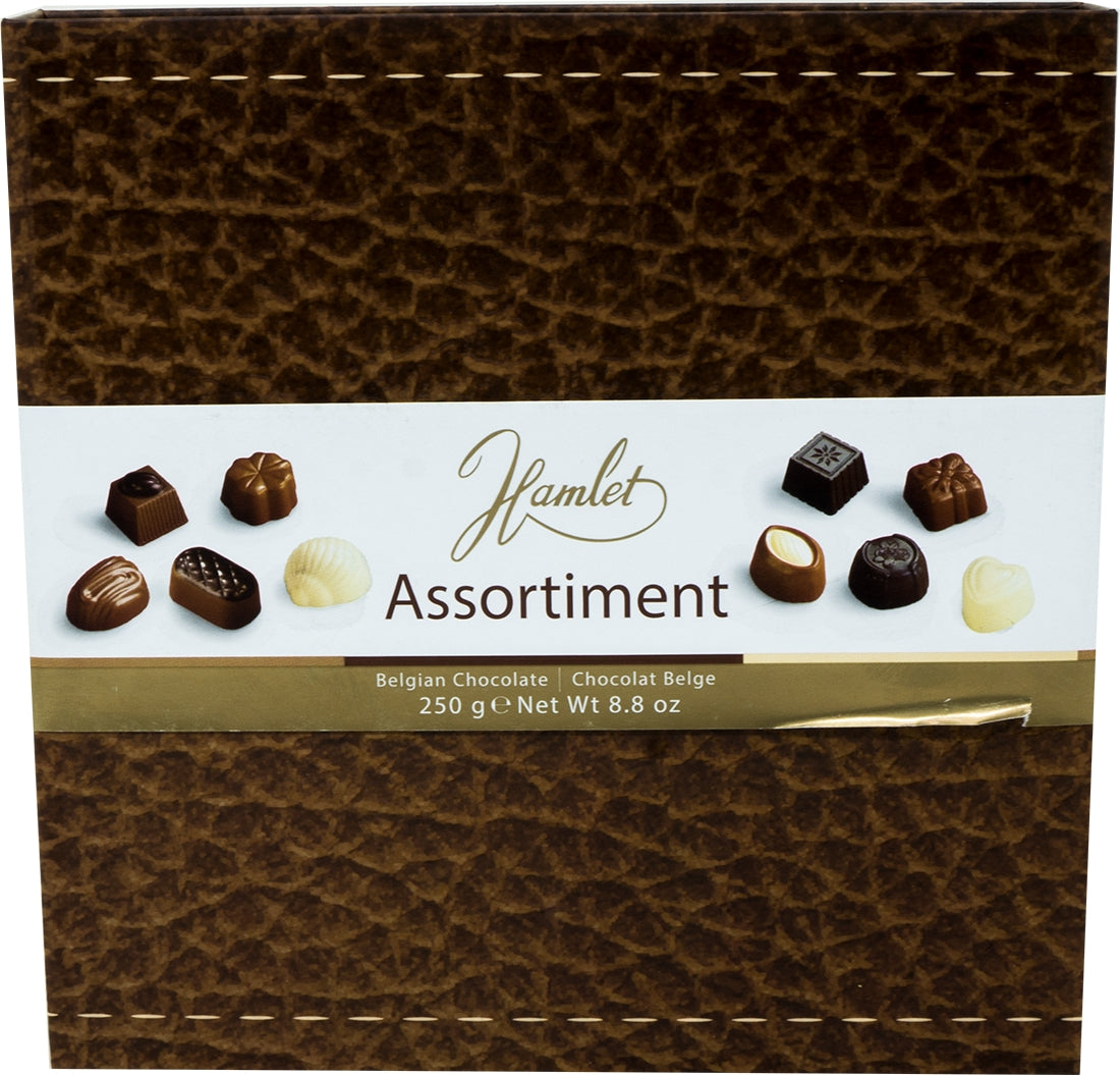 Hamlet Assorted Belgian Chocolates, Leather Print Box, 250 gr — Goisco.com