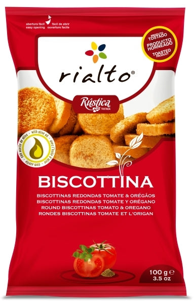 Rialto Biscottina Toast, Tomato & Oregano, Round, 100 g — Goisco.com