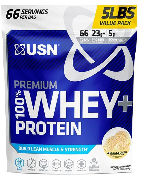 USN Premium 100% Whey Plus Protein, Vanilla Ice Cream Flavor, 5 lbs ...