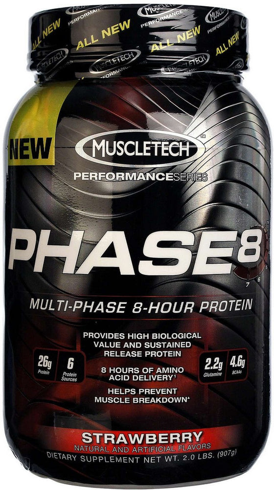 MuscleTech Multi-Phase 8-Hour Protein, Strawberry, 2 lbs — Goisco.com