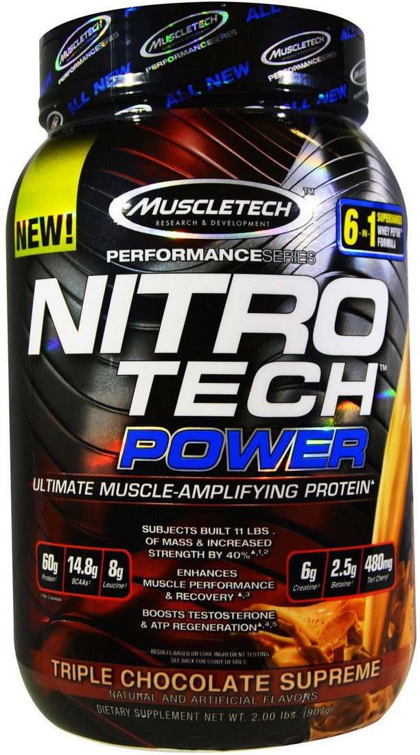 MuscleTech Nitro Power Ultimate Muscle Amplifying Protein Powder, Trip ...