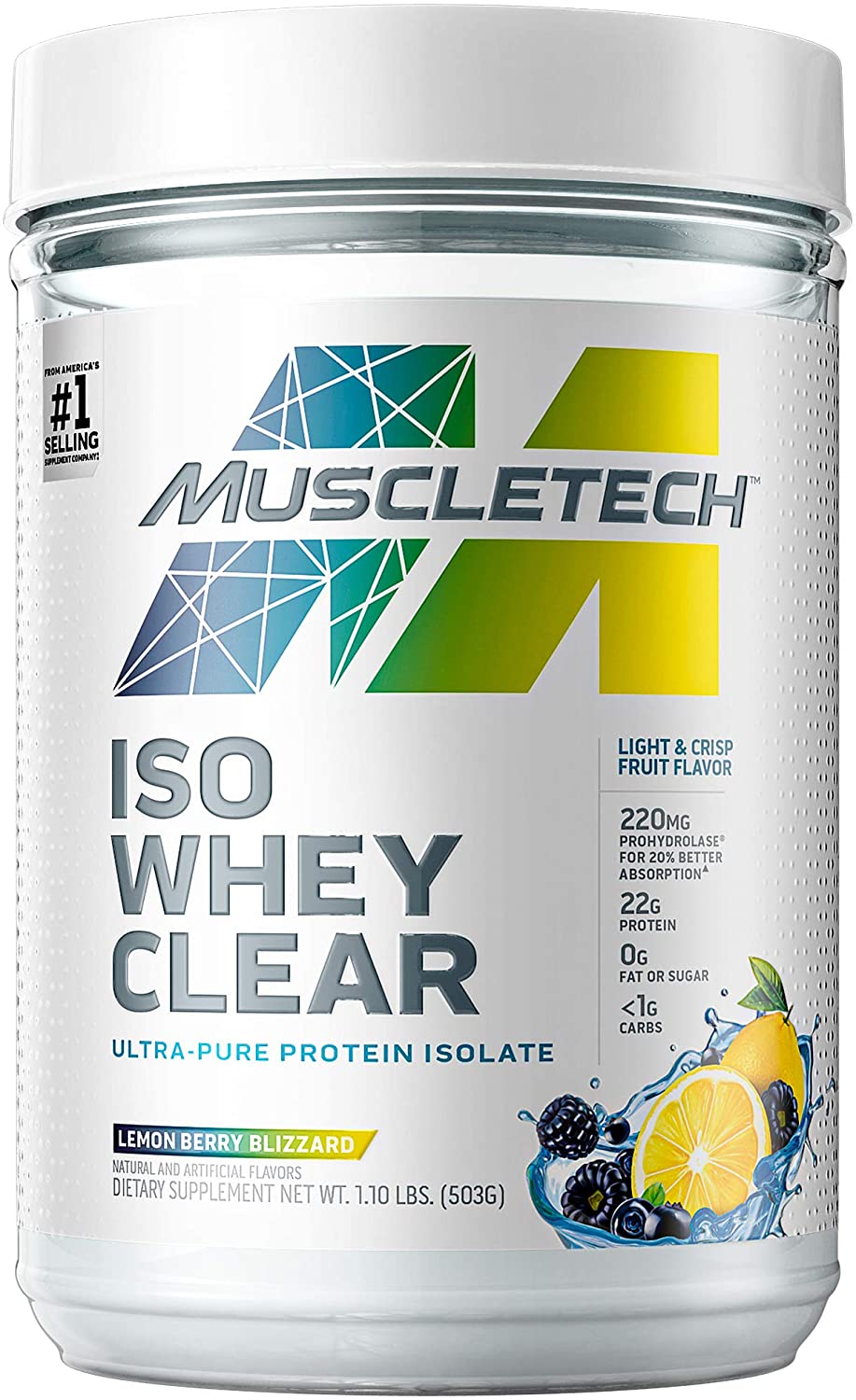 Muscletech Iso Whey Clear Protein Isolate Powder, Lemon Berry Blizzard ...