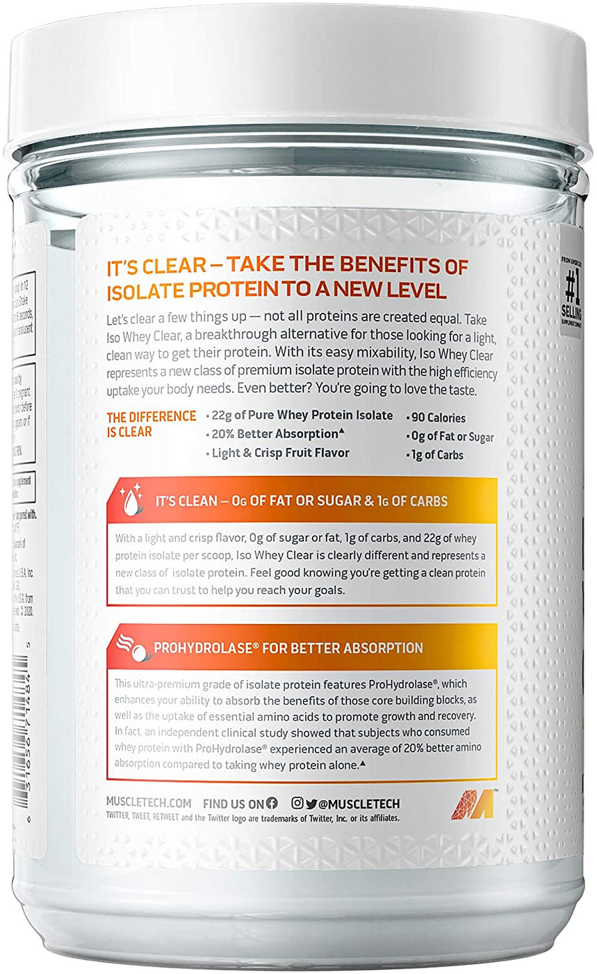 Muscletech Iso Whey Clear Protein Isolate Powder, Orange Dreamsicle Fl ...
