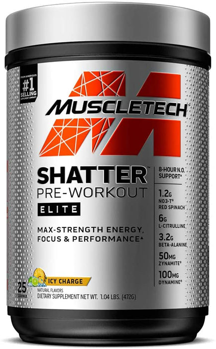 Muscletech Shatter Pre-Workout Elite, Icy Charge Flavor, 25 Servings ...