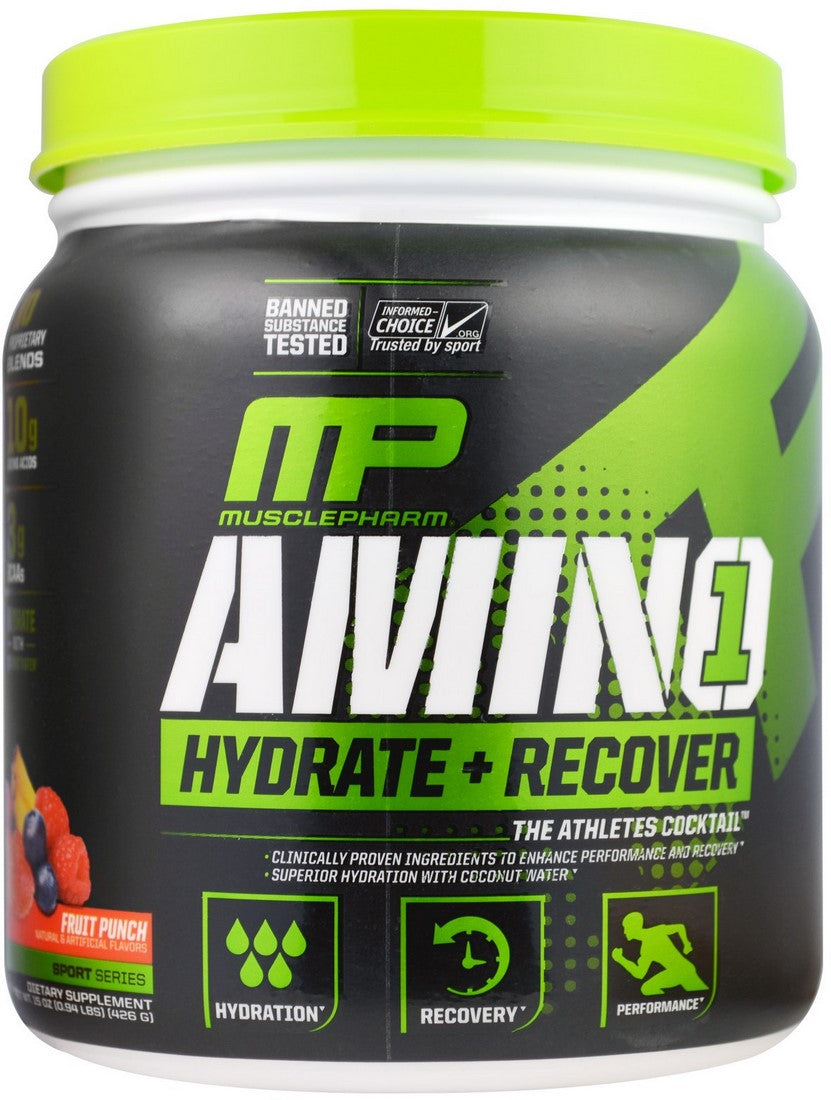 MP MusclePharm Amino1 Hydrate & Recover, Fruit Punch, 15 oz — Goisco.com
