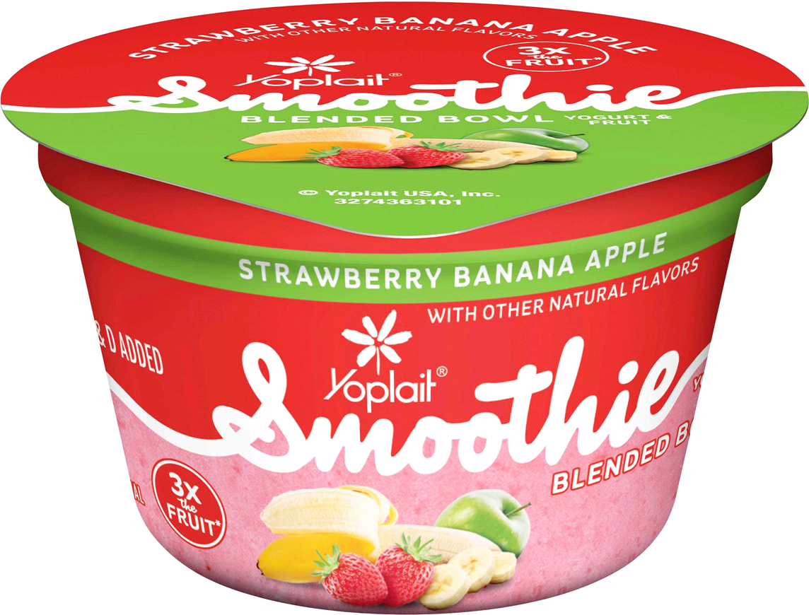 Yoplait Smoothie Yogurt Blended Bowl, Strawberry Banana Apple Flavor ...