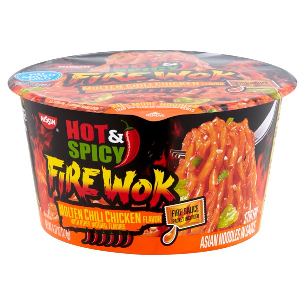 Nissin Hot & Spicy Fire Wok Molten Chili Chicken Noodles, 4.37 oz ...