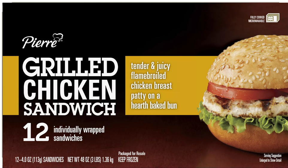 Pierre Frozen Grilled Chicken Breast Sandwich, 12 ct — Goisco.com