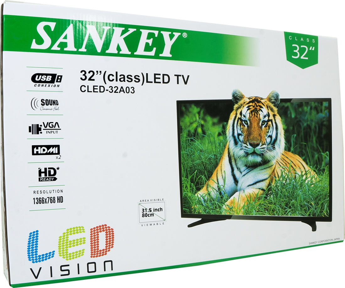 Sankey 32" LED TV, High Definition, USB, VGA, HDMI, Model# CLED-32A03 — Goisco.com