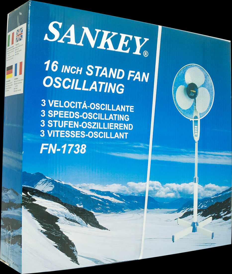 Sankey Oscillating Stand Fan, 16 inch, 3 speeds, Model # FN-1738 ...