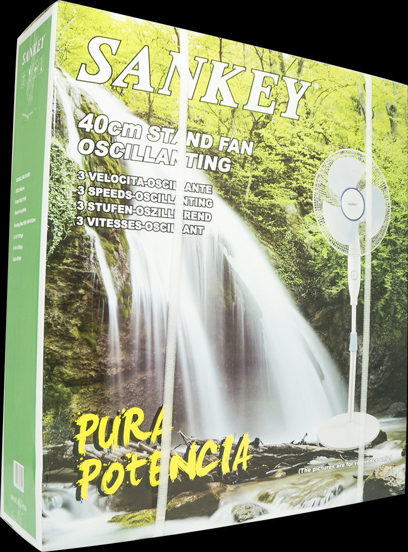 Sankey White Oscillating Stand Fan, 16 inch, 3 speeds with Remote Cont ...