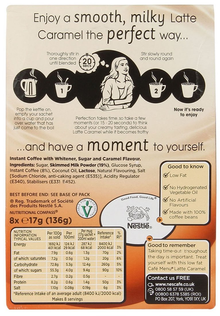 Nescafe Cafe Menu Latte Caramel Sachets, 8 ct — Goisco.com