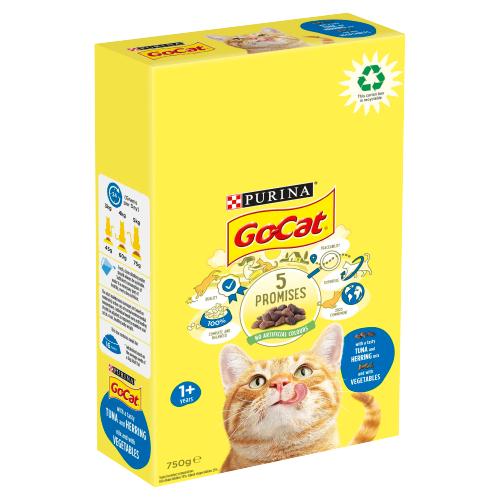 Purina Go-Cat Herring & Tuna With Vegetables Dry Cat Food , 750 gr ...