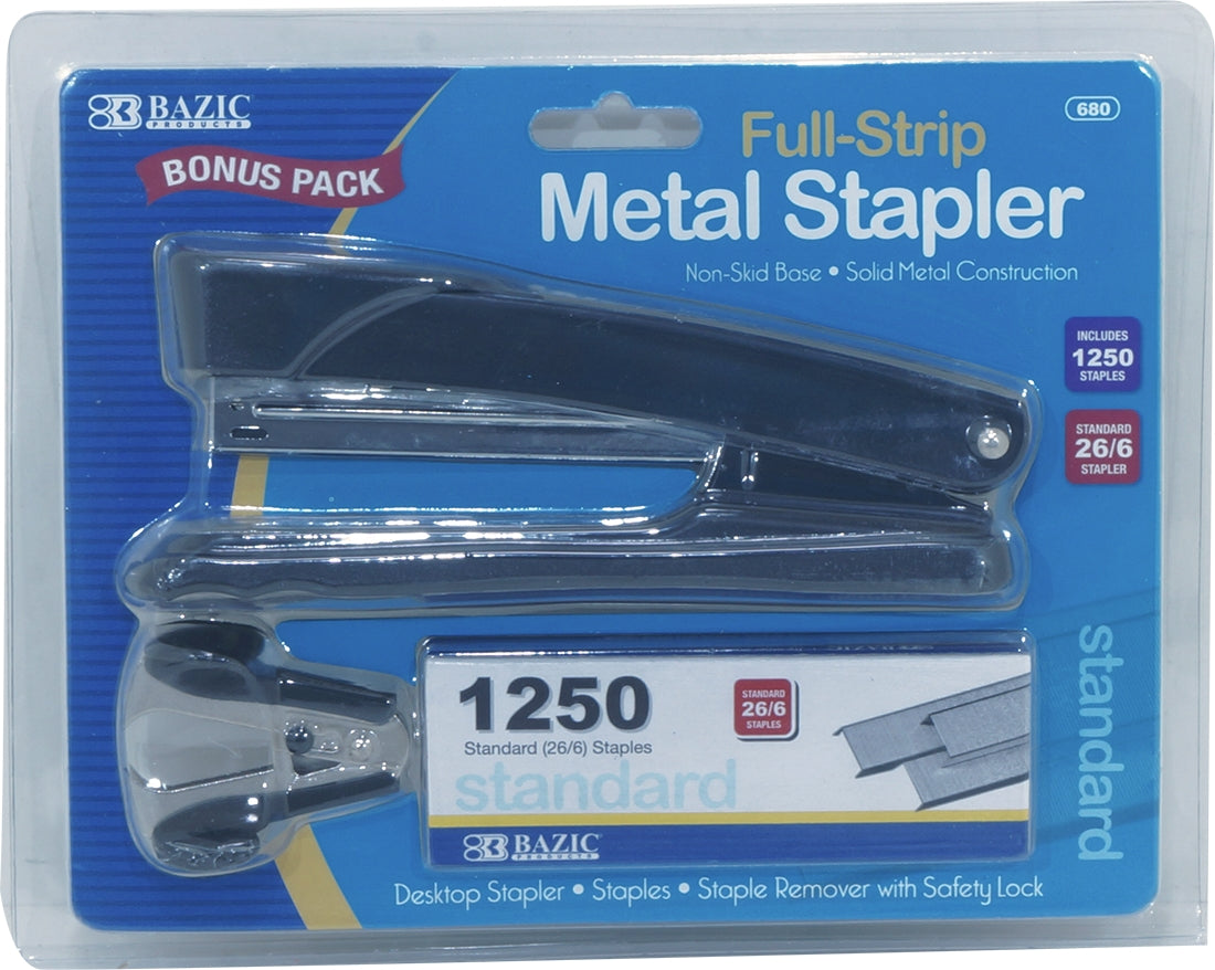 Bazic Full-Strip Metal Stapler Set, Bonus Pack, 3 pcs — Goisco.com