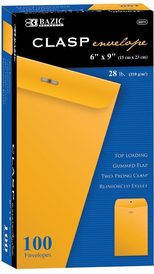 Bazic Clasp Envelopes, 6 x 9 Inch, 100 ct — Goisco.com